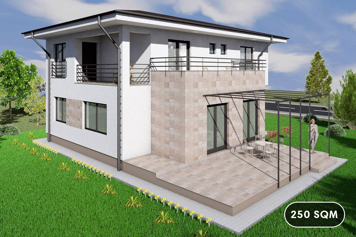 2 Storey Steel Frame House With Three Bedrooms Model 250-009