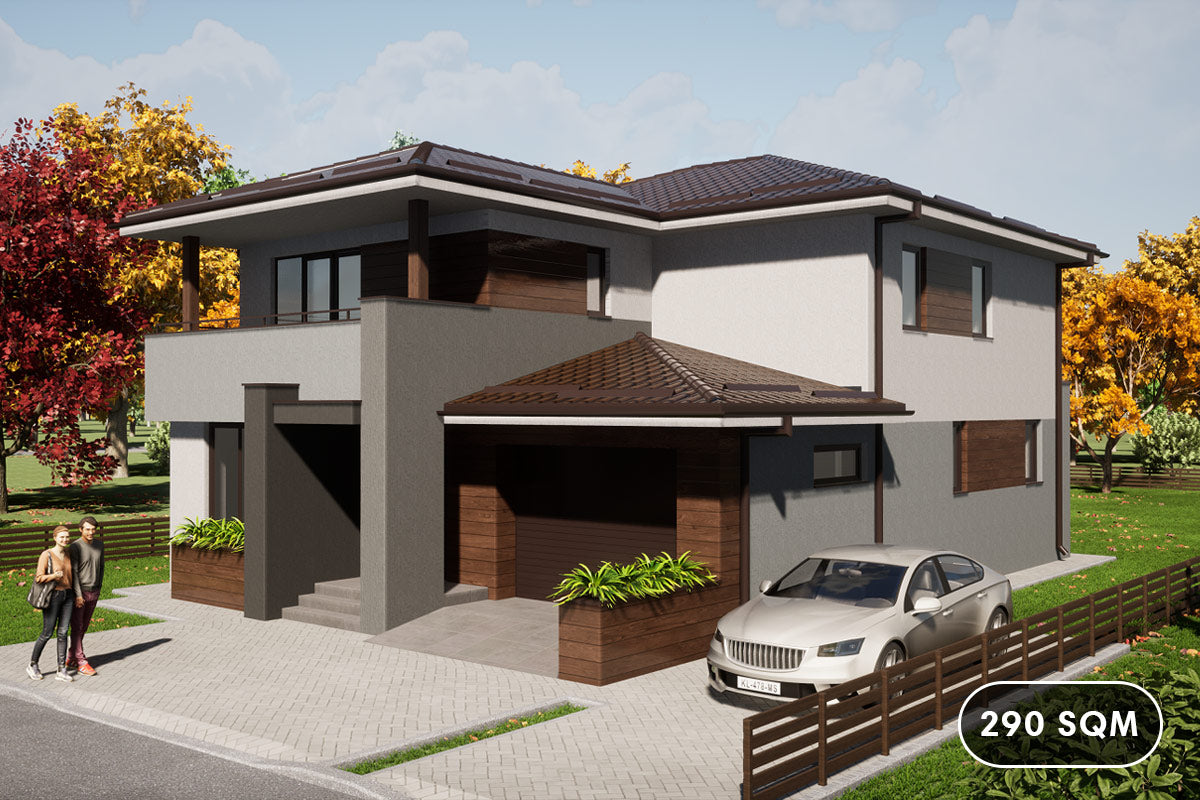 2 Floors Steel Frame House Model With 4 Bedooms 290-103